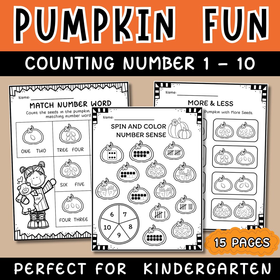 Pumpkin Seed Counting Worksheets 1–10 | Fall Harvest Math Activities - Etsy