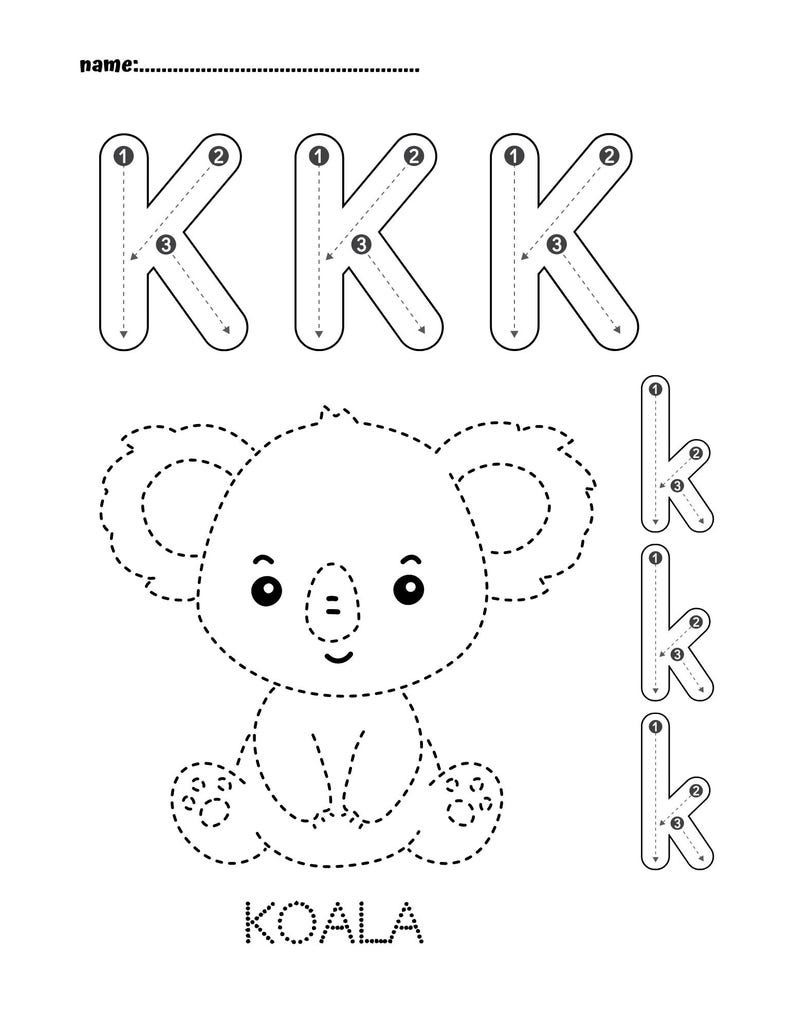Alphabet A-Z Practice Tracing Handwriting Worksheet Set 2 - Etsy
