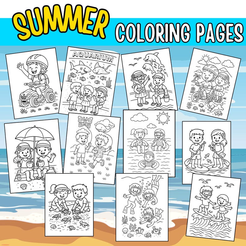 Summer Coloring Pages – 21 Fun Sheets for Kids - Etsy
