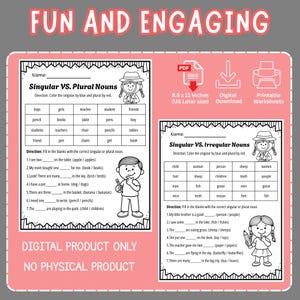 Singular Vs. Plural Nouns Worksheets | Cut and Paste & Grammar Practice ...