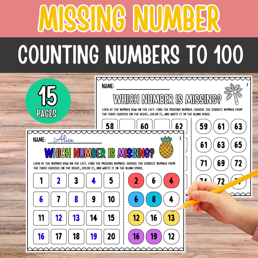 Summer Missing Numbers 1–100: Count, Color & Complete for Kindergarten ...