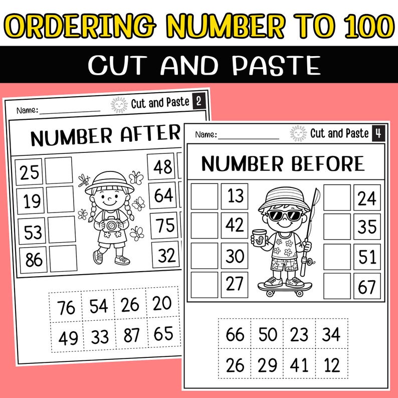 Ordering Numbers to 100 | Cut and Paste Activity | Spring Themed - Etsy