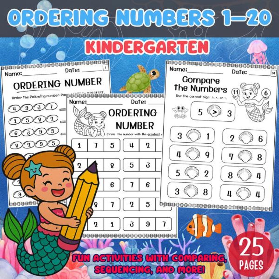 Ordering Numbers 1–20 | Mermaid-themed | Comparing, Sequencing, and ...
