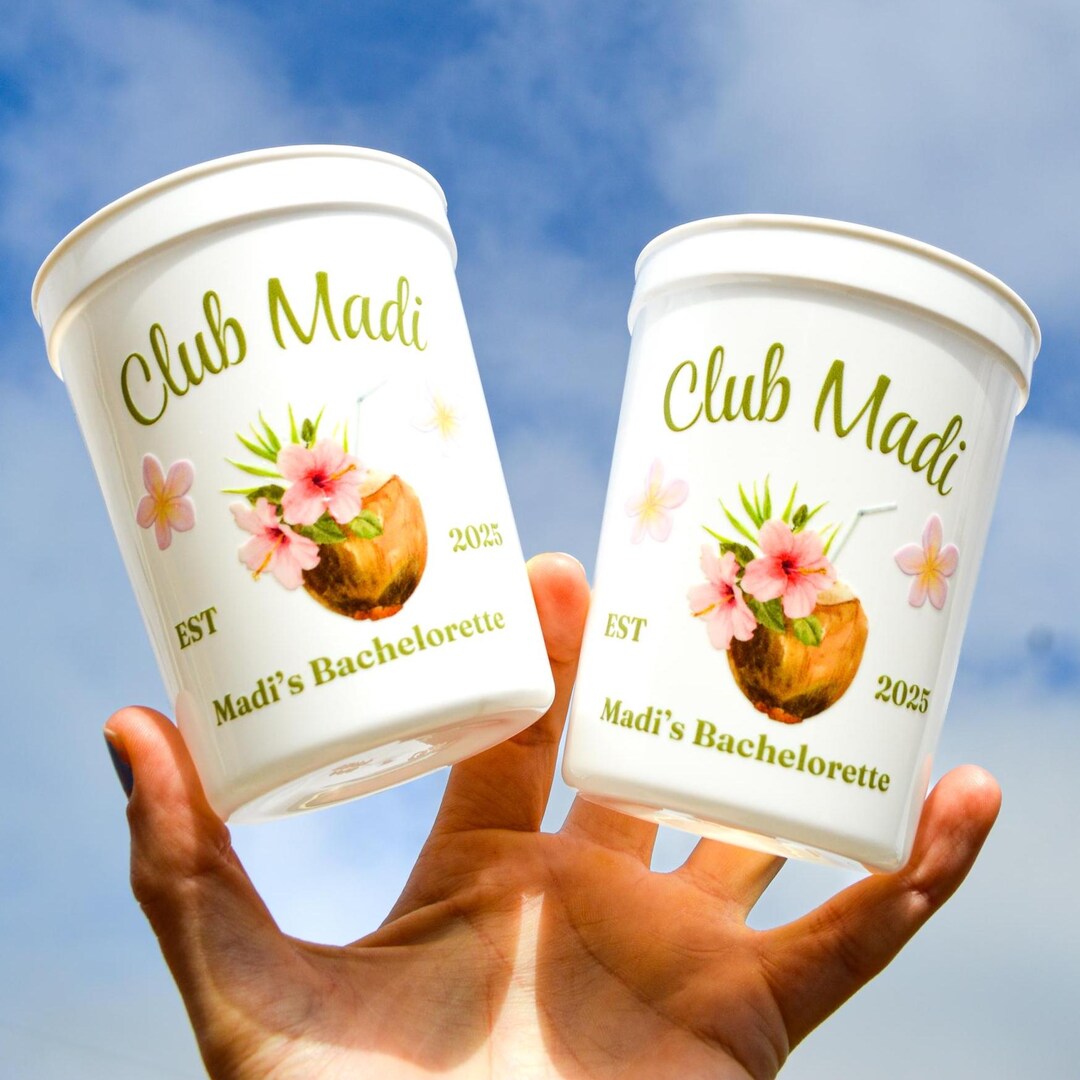 Tropical Bachelorette Party Cups: Custom Bach Club Decor - Etsy