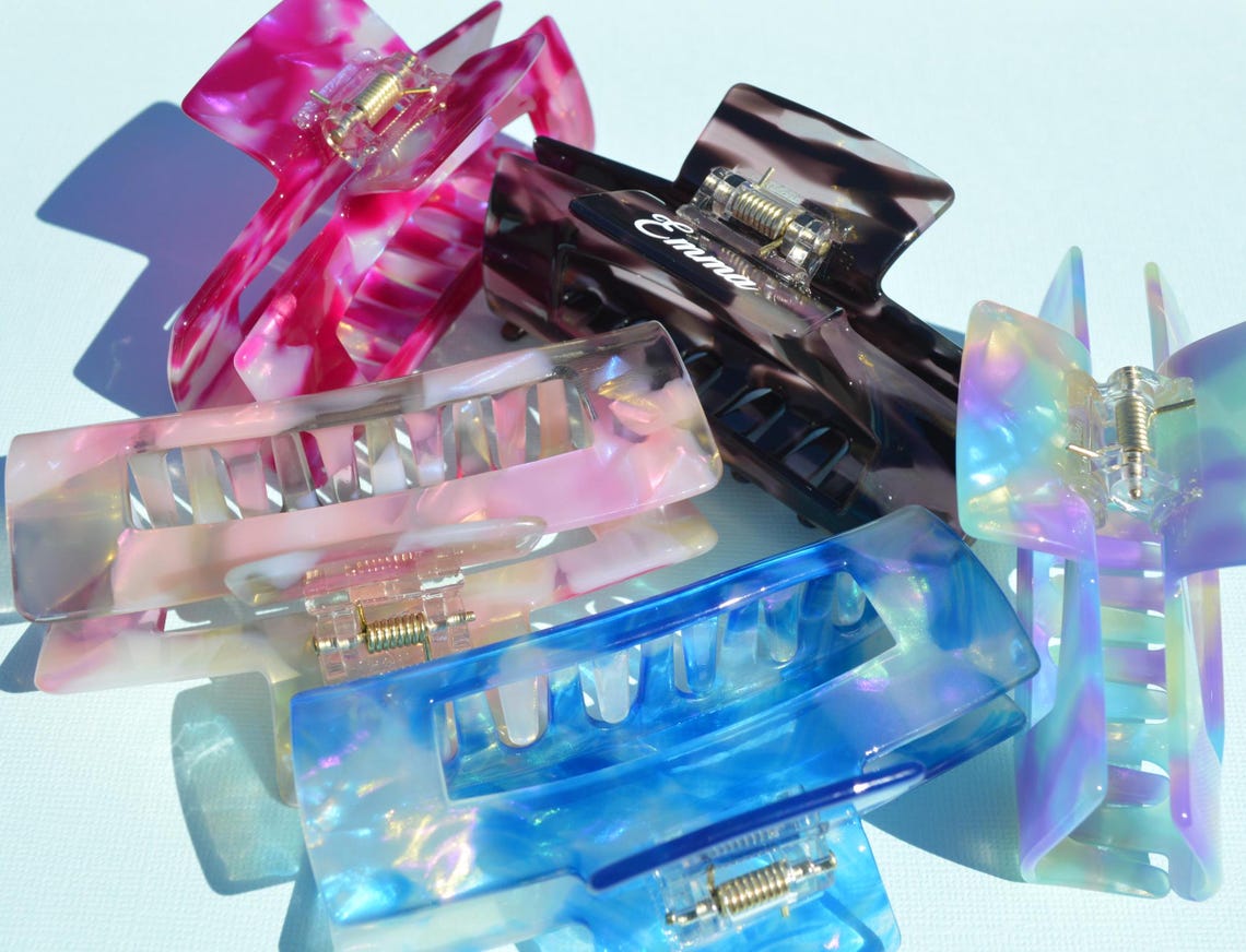 Custom Holographic Hair Claw: Personalized Bachelorette Gift - Etsy
