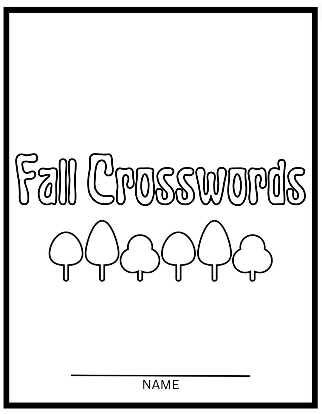 Fall Crossword Puzzles With Coloring - Etsy