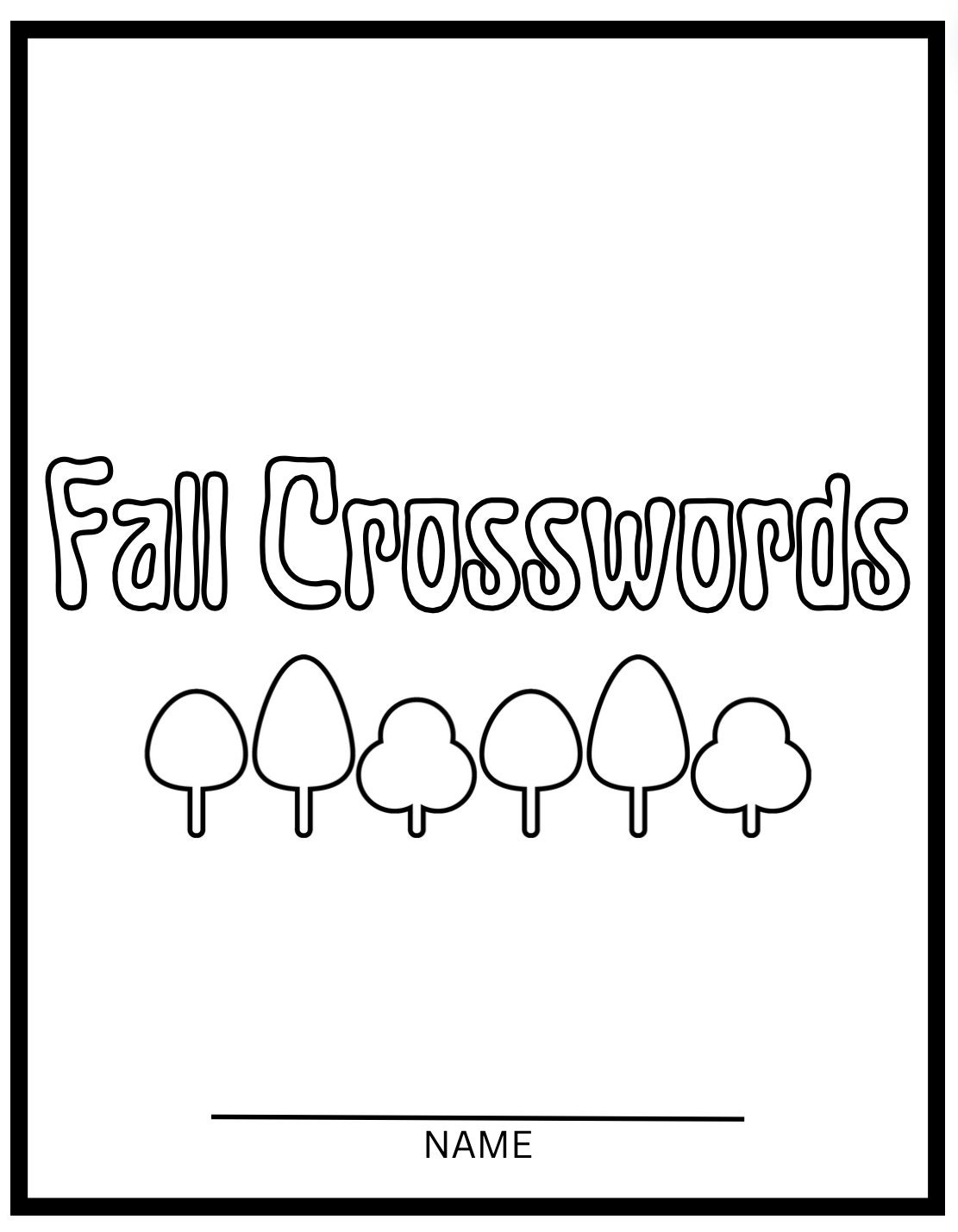 Fall Crossword Puzzles With Coloring - Etsy