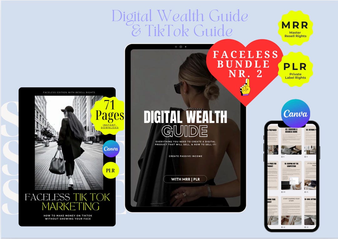 PLR Faceless Bundle Digital Wealth Guide Plr Tiktok Ebook Marketing ...