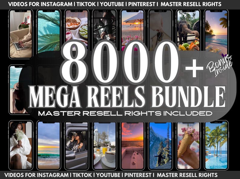 8000+ Mega Reels Bundle,faceless Aesthetic Videos,instagram Template Reels, Master Resell Rights ...