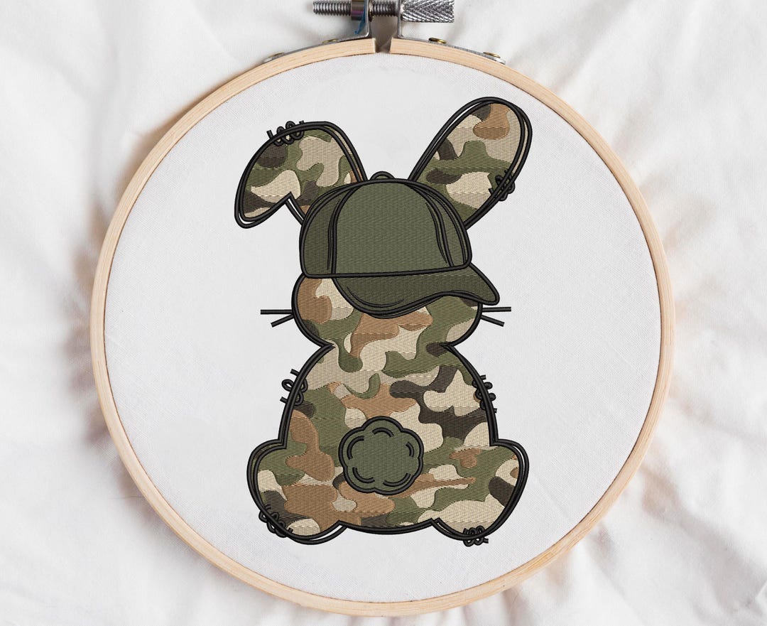 Bunny Camo Embroidery Easter Day, Hunting Camo Bunny Embroidery, Camo ...