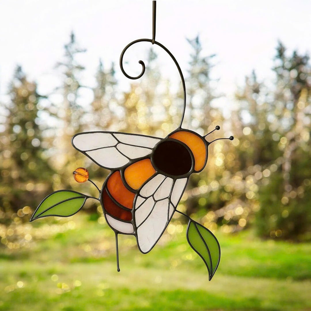 Stained Glass Bee Suncatcher, Handmade Window Hanging - Etsy