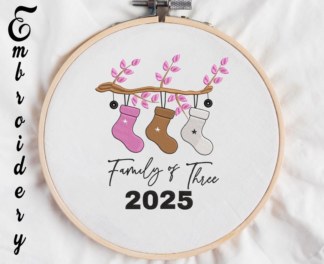 Family of Three 2025 Embroidery Design Digital, Family Embroidery ...