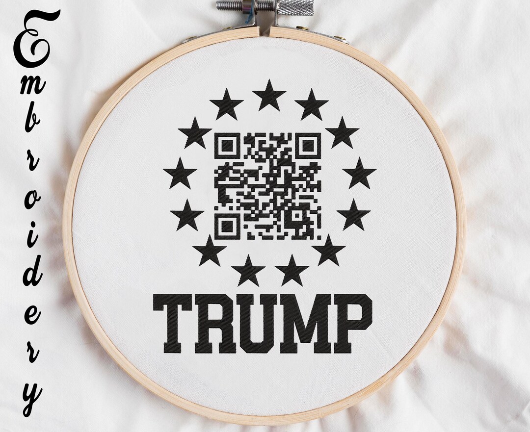 Embroidery Trump Qr Code Logo Png, Trump Embroidery, Qr Code Embroidery ...