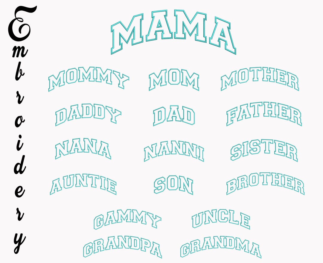 Bundle Applique Family Emb, Applique Emb Designs, Mother's Day Varsity ...