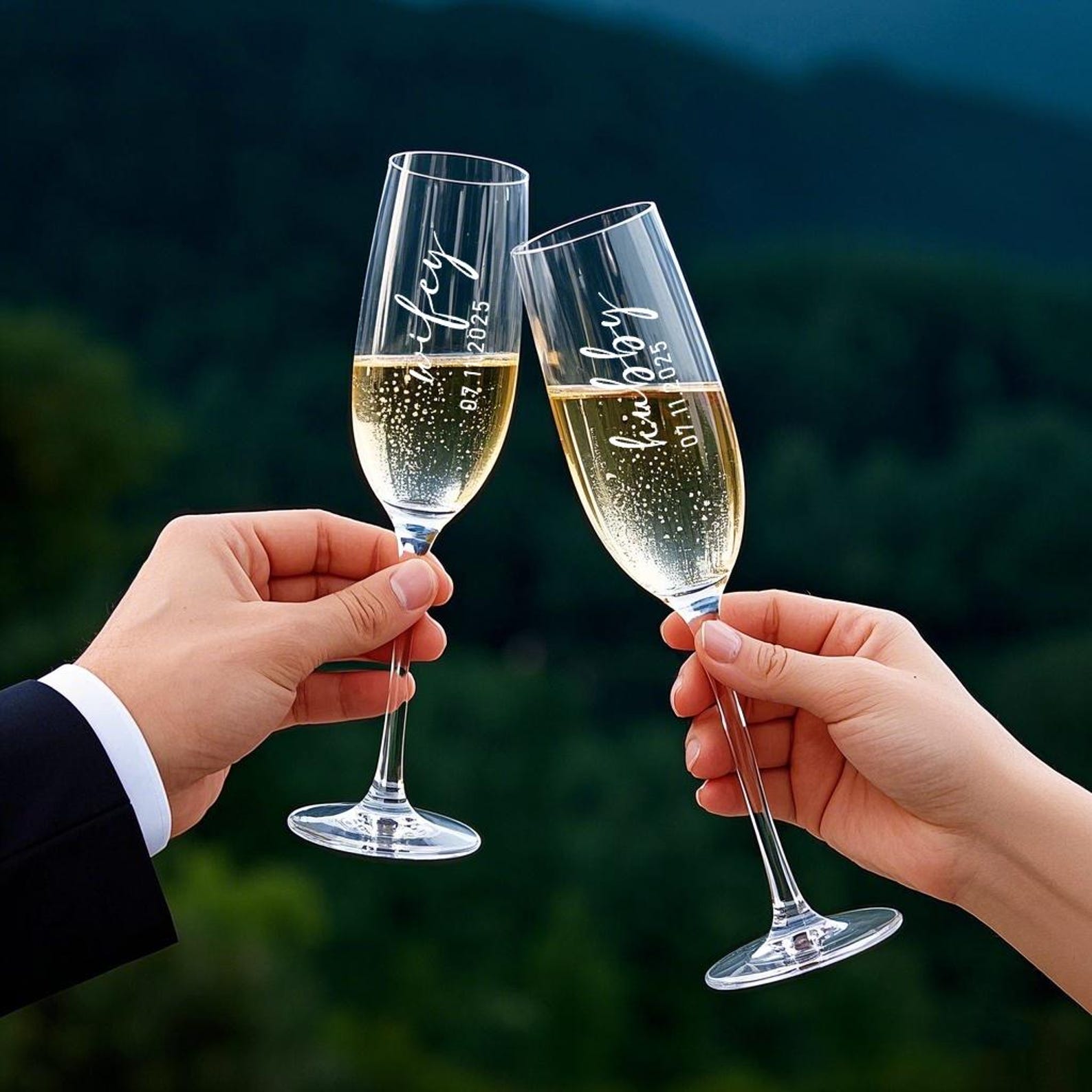 Personalized Wedding Champagne Flutes, Engraved Champagne Glass for ...