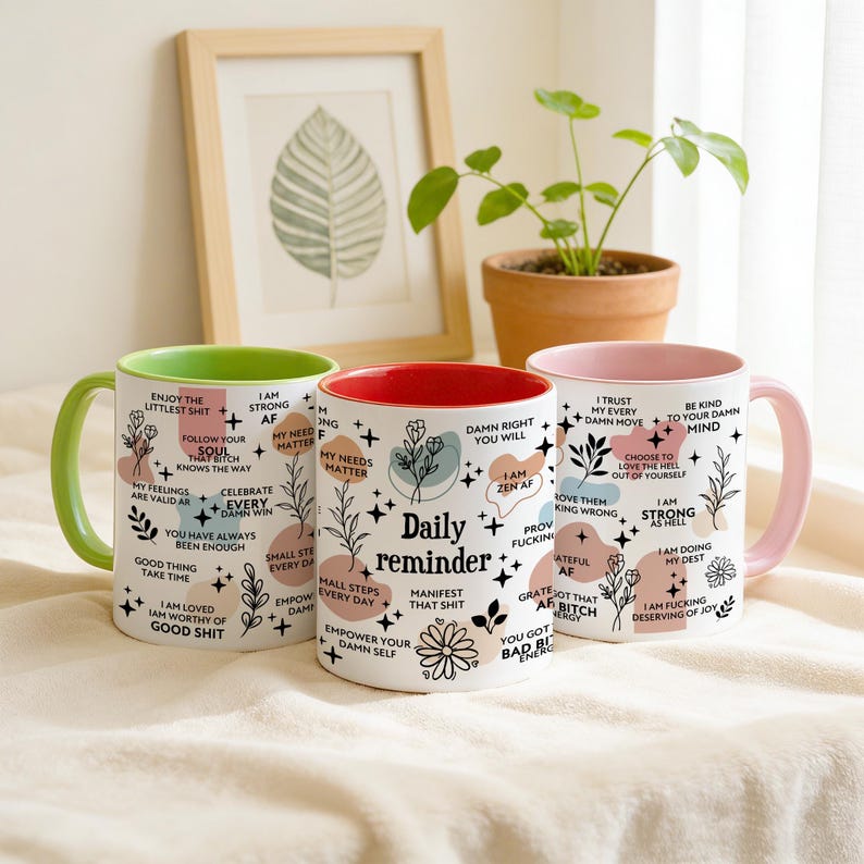 Mental Health Mug, Daily Affirmations Glass Cup, 11oz Daily ...