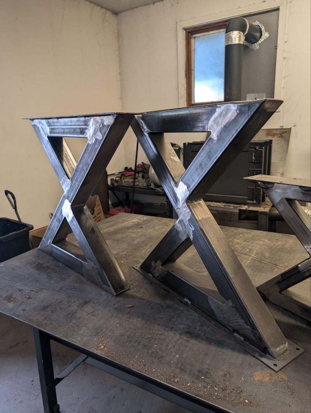 Minimalist Hourglass Metal Table Legs DIY Matching Benches Sleek X ...