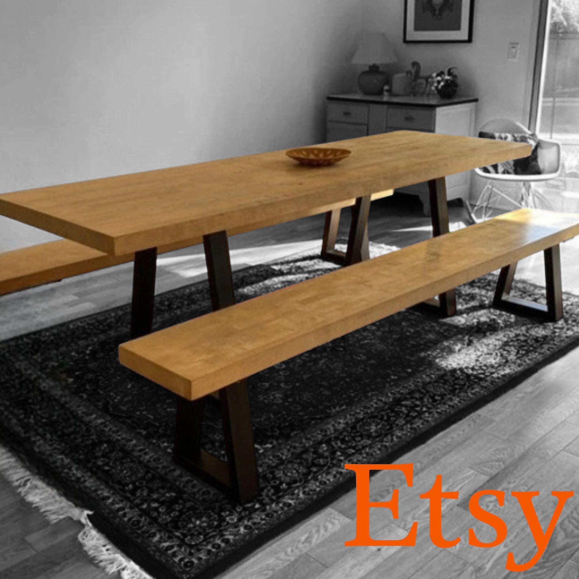 Industrial Steel Bench Legs - Height & Width Adjustable Trapezoid Table ...