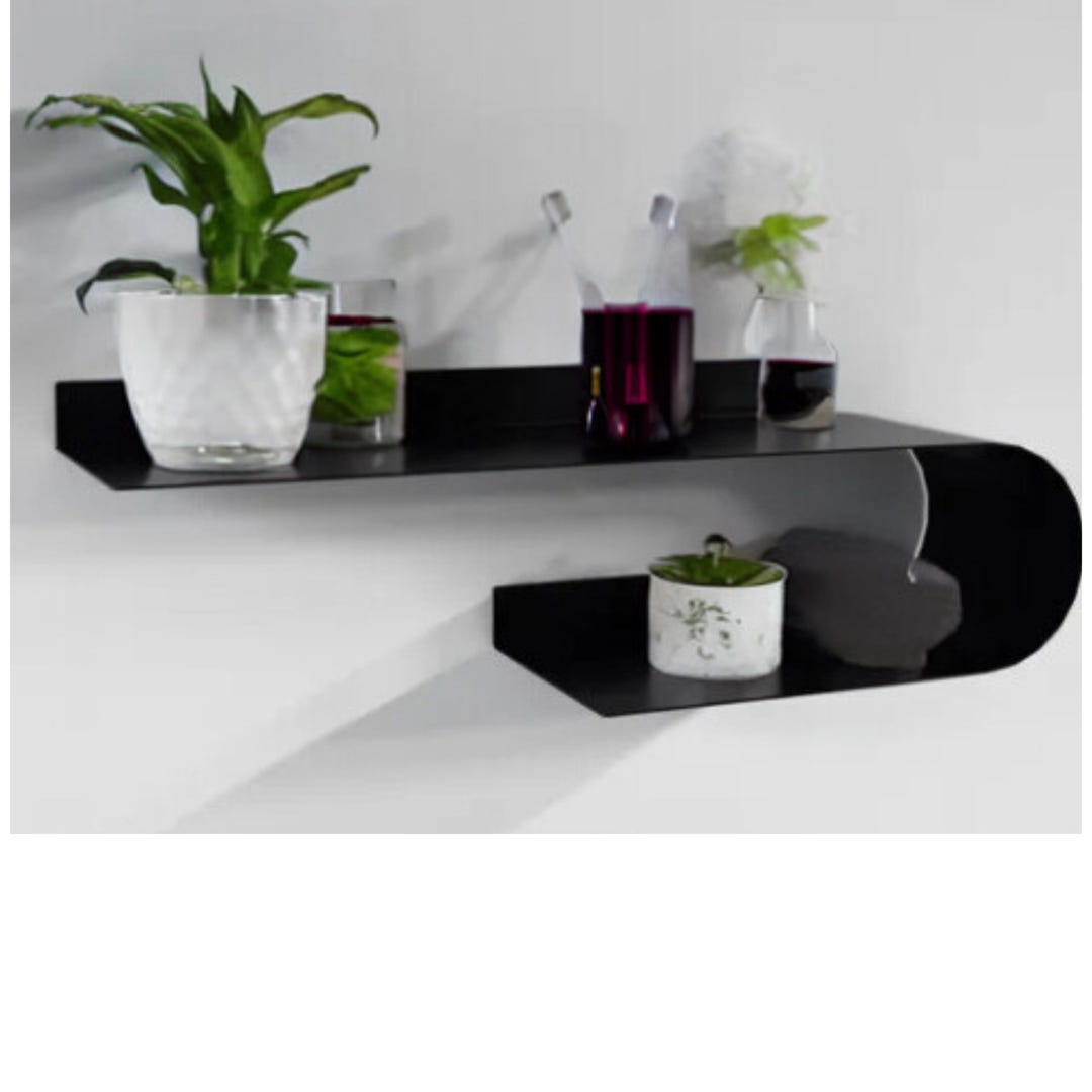 Modern Floating Metal Wall Shelf + Hardware – Industrial & Minimalist ...