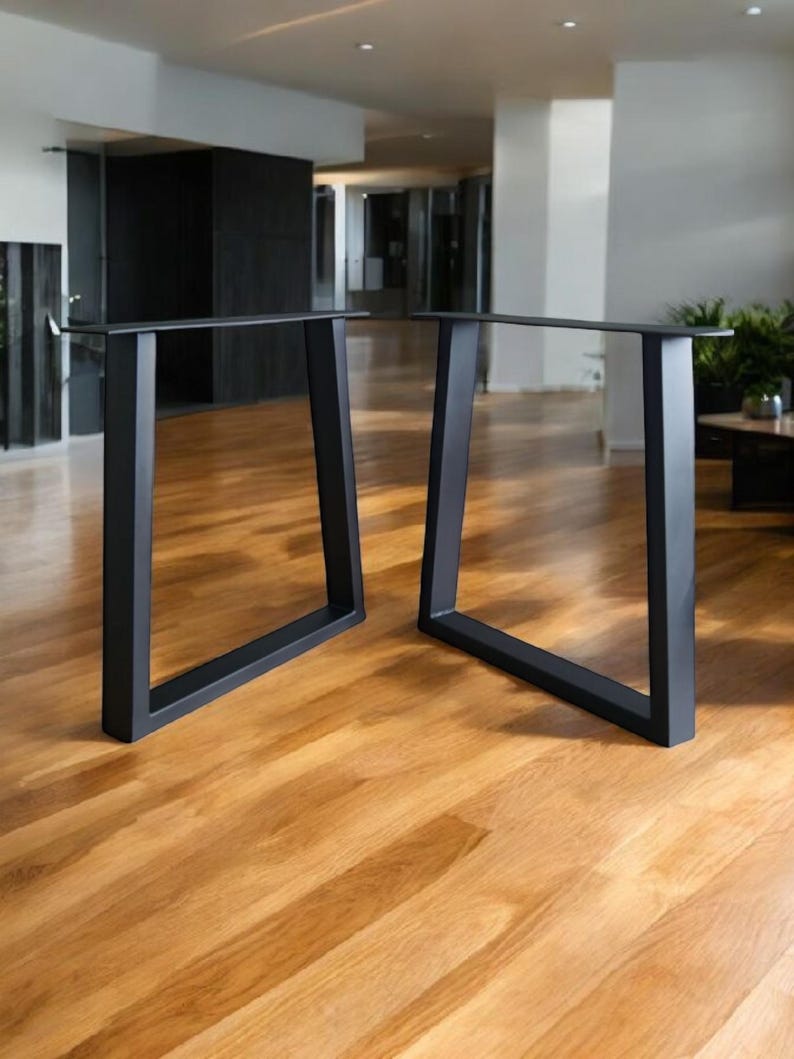 Industrial Steel Bench Legs - Height & Width Adjustable Trapezoid Table ...