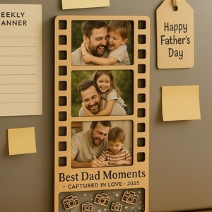 Custom Wooden Photo Magnet for Dad – Film Strip Style Father’s Day Gift ...