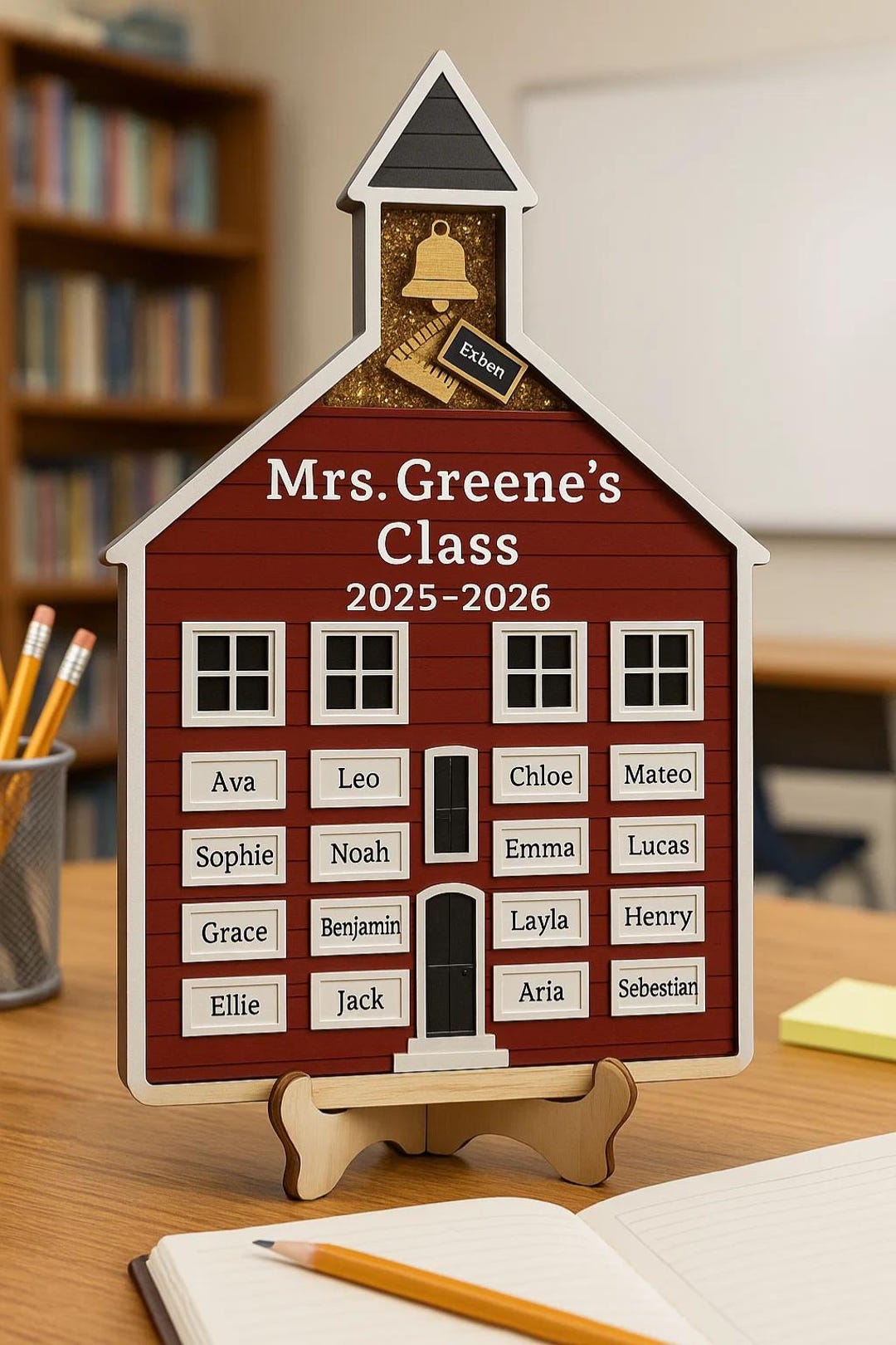 Custom Schoolhouse Class Magnet, Wooden Teacher Gift With Student Names ...