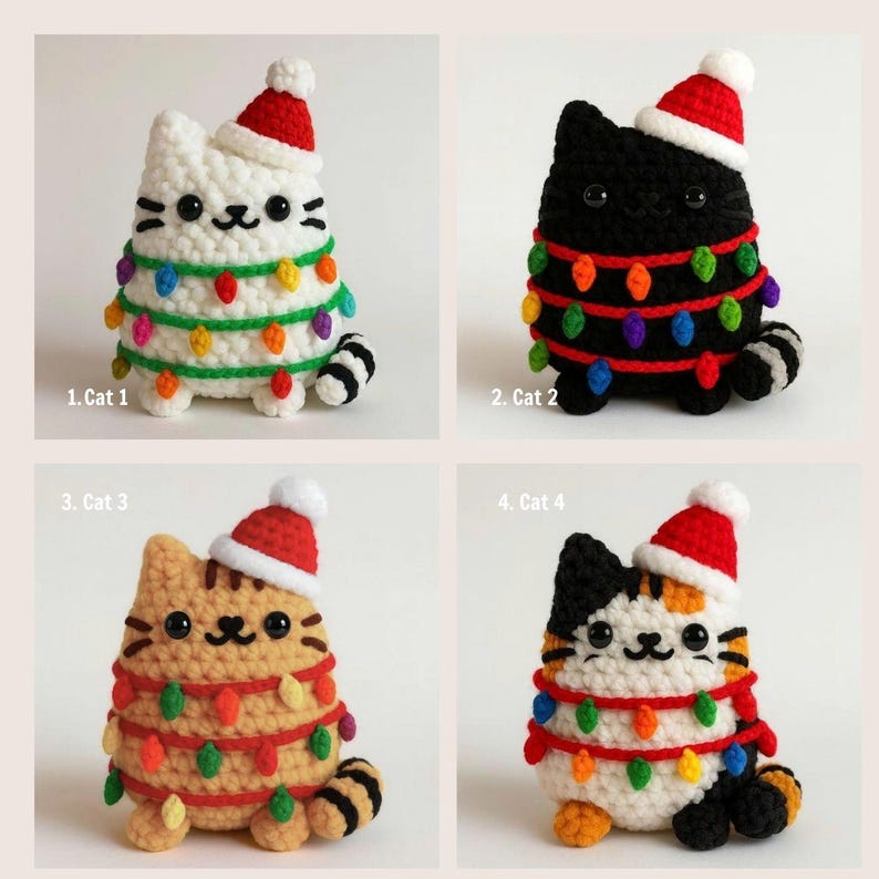 Handmade Crochet Kitty – Christmas Amigurumi Cat With Santa Hat, Cozy ...