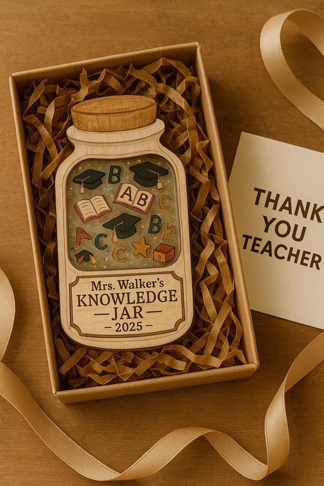 Personalized Knowledge Jar Wooden Magnet – Custom Teacher Appreciation ...