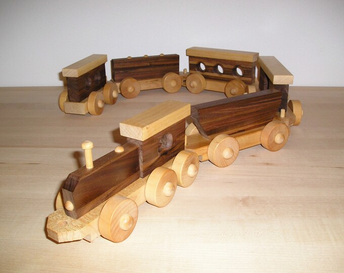 Six Car Wood Train Set With a HANDRUBBED Beeswax Finish - Etsy
