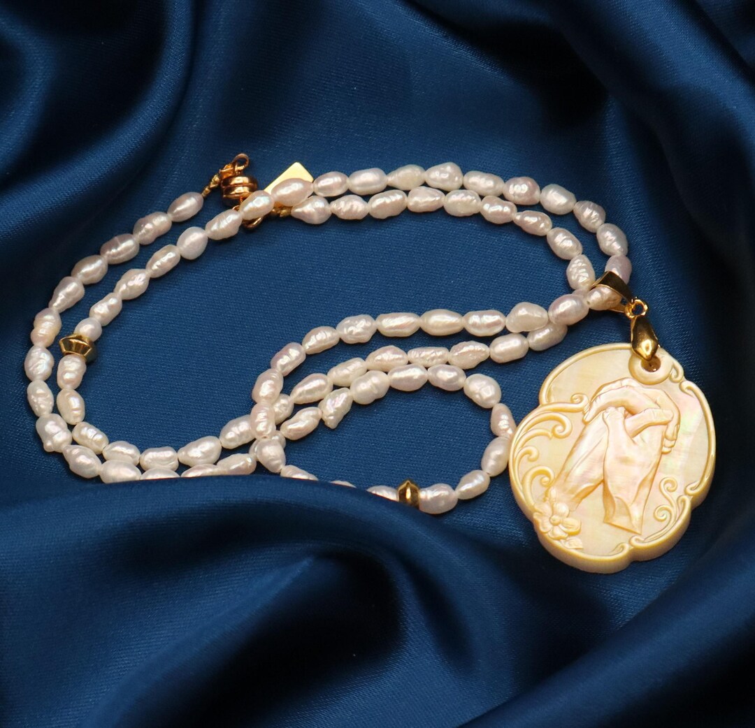 Hand-carved Mother of Pearl White Jade Seed Pearl Serenity Prayer ...