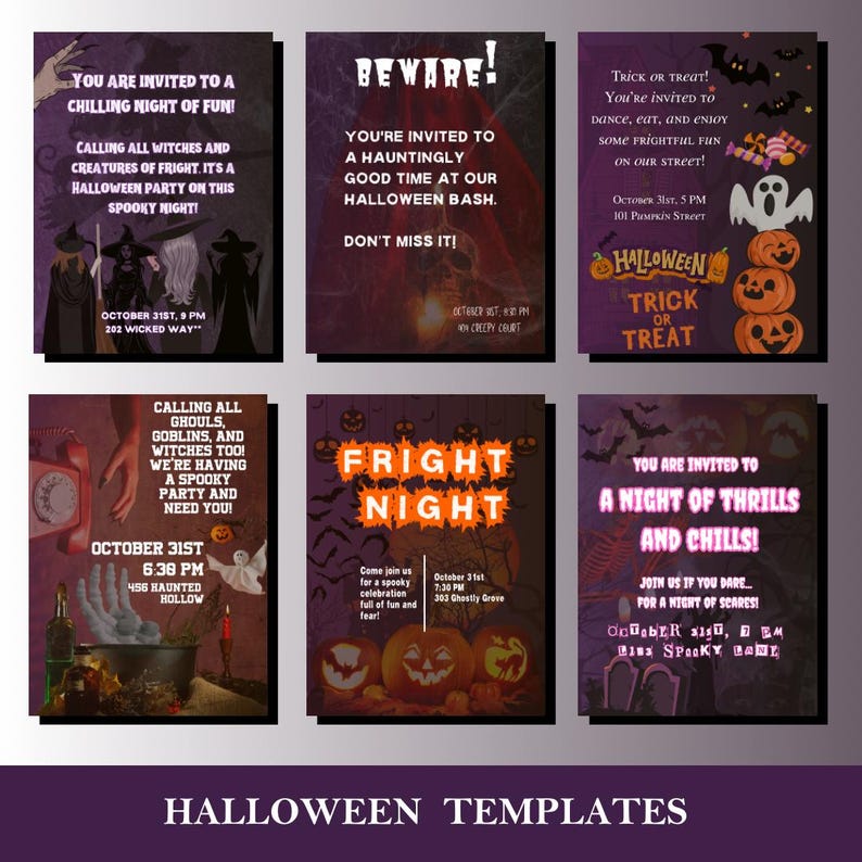 Halloween Templates Editable Canva Designs Spooky & Fun Digital ...