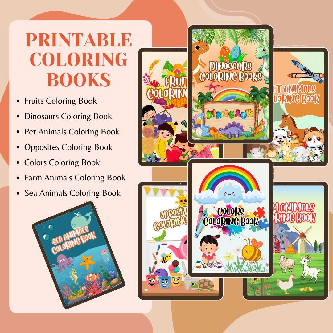Coloring Books for Kids | Printable and Downloadable Bundles - Etsy