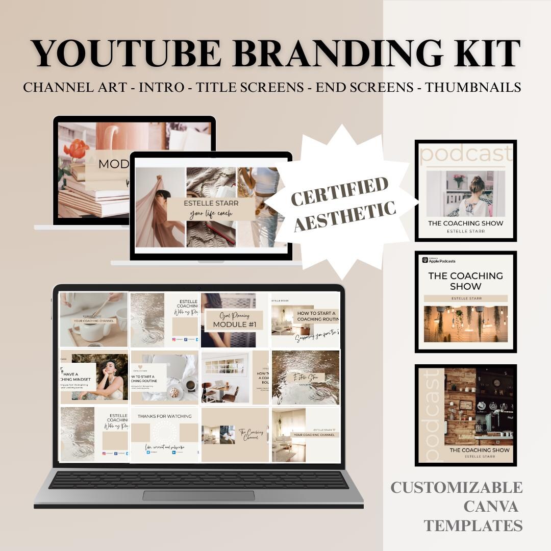 Youtube Branding Kit Starter Pack | Canva Editable Templates ...