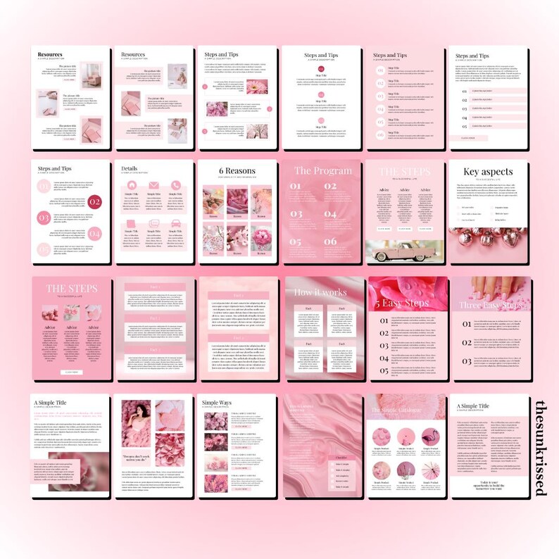Editable Pink Canva Ebook Template | Pink Aesthetic PLR Digital Product ...