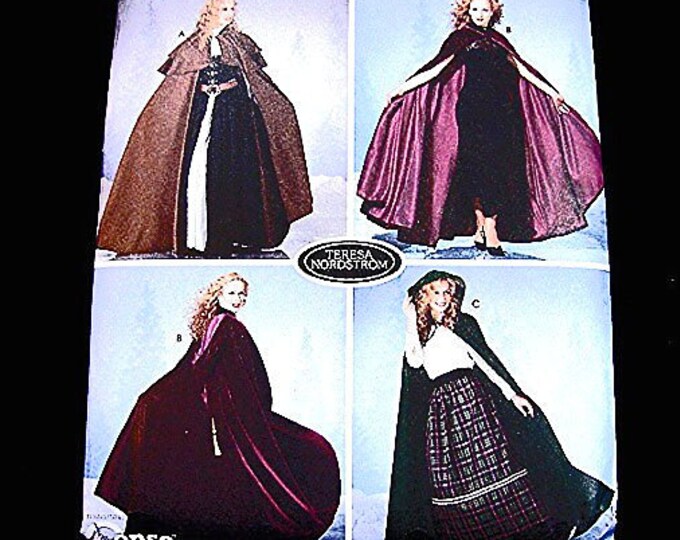 Womens Gothic Medieval Renaissance Long Hooded Cape Pattern Simplicity ...