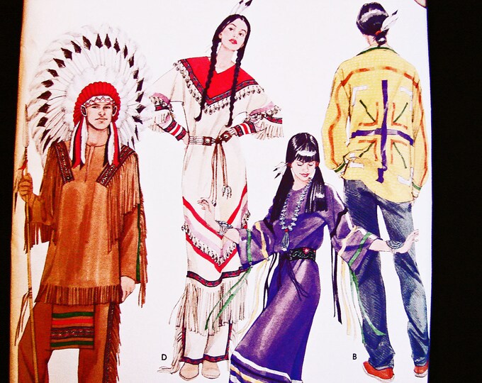 Native American Indian Costume Pattern UNCUT Mens Womens Adult Size Xs ...