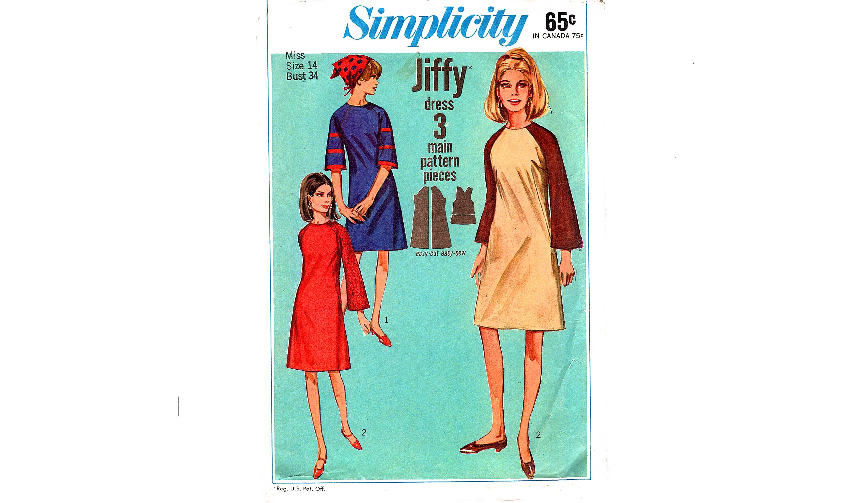 Simplicity 1960s Mod Dress Pattern 34 Bust Womens A Line Dress - Etsy