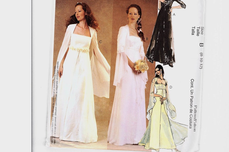 Womens Medieval Renaissance Dress Pattern Costume Empire Waist Bridal ...