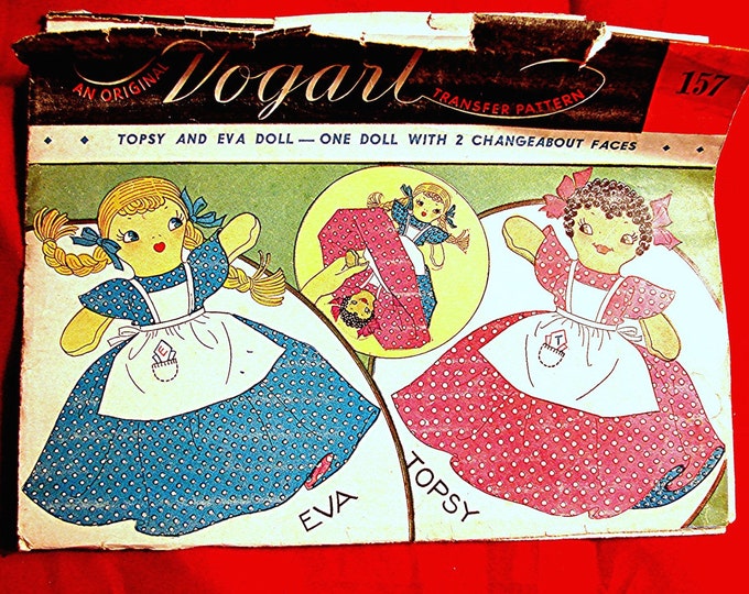 1950s Topsy Turvy Doll Pattern Vogart Transfer Pattern Eva and Topsy ...