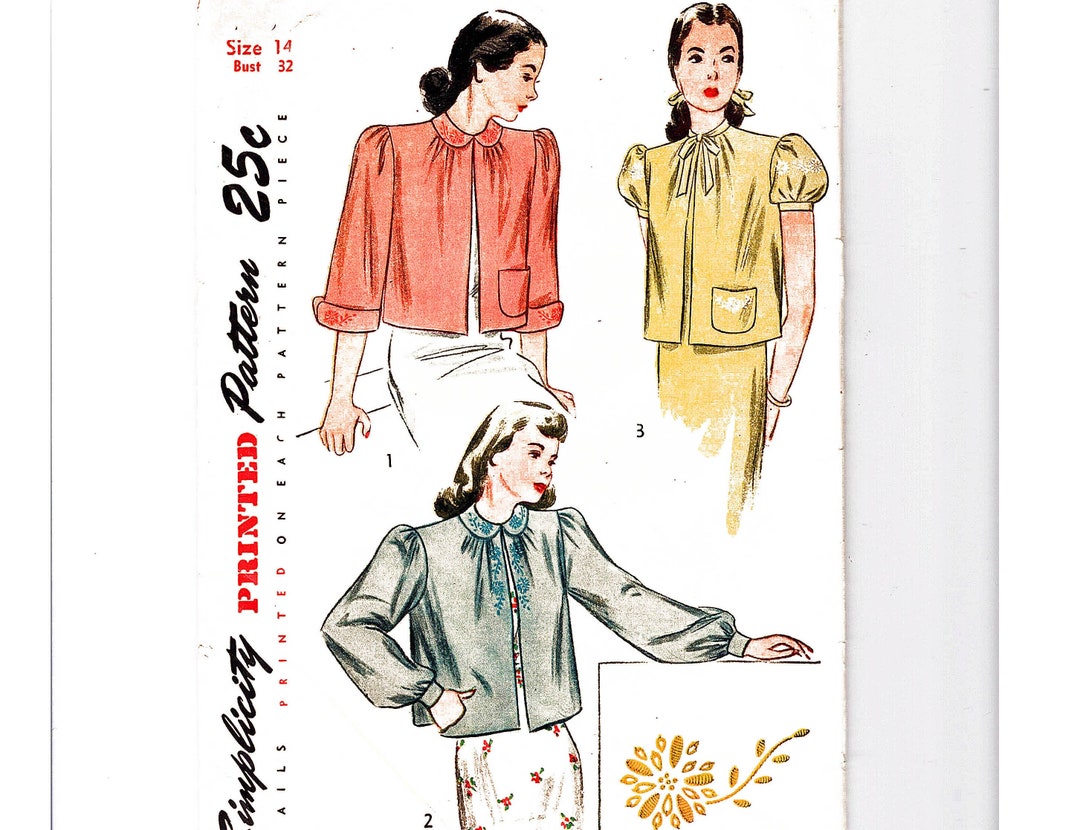 1940s Bedjacket Pattern Womens Bed Jacket Lingerie and Embroidery ...