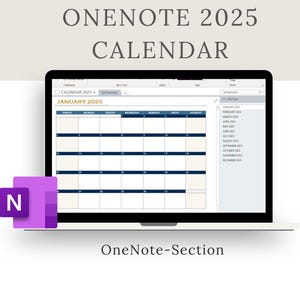 Onenote 2025 Calendar, Onenote Template, Onenote Section , Onenote ...