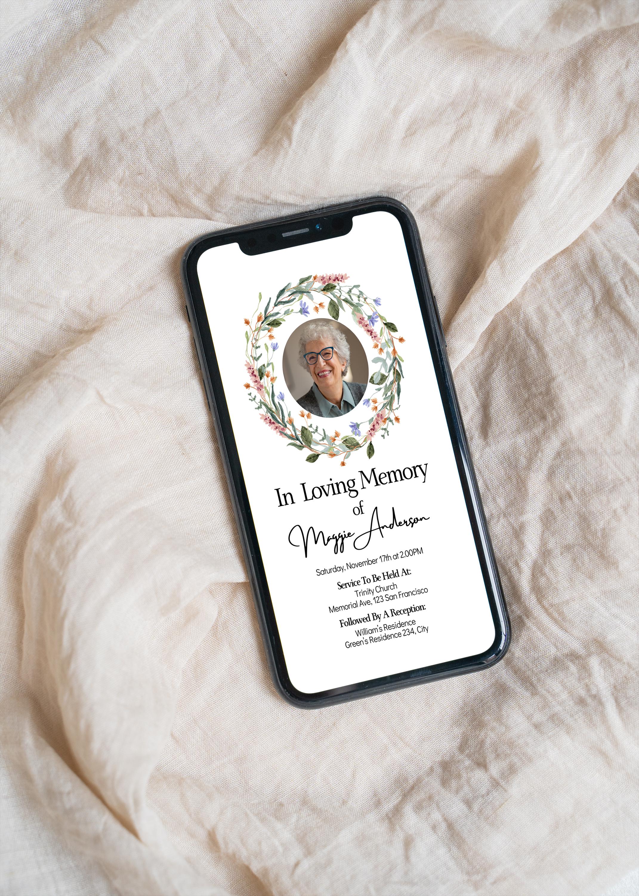In Loving Memory Funeral Invitation Canva Template, Minimalist ...