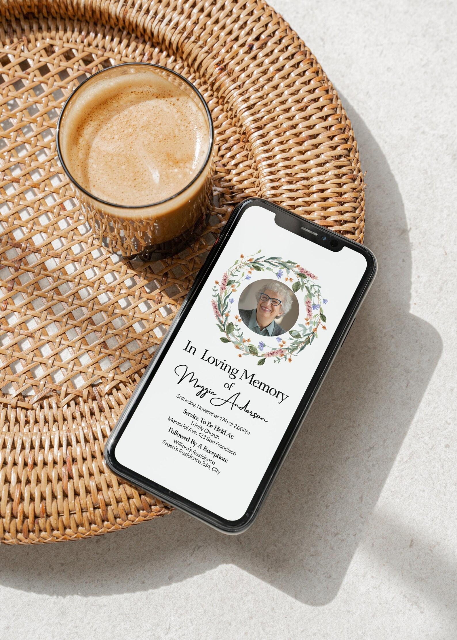 In Loving Memory Funeral Invitation Canva Template, Minimalist ...