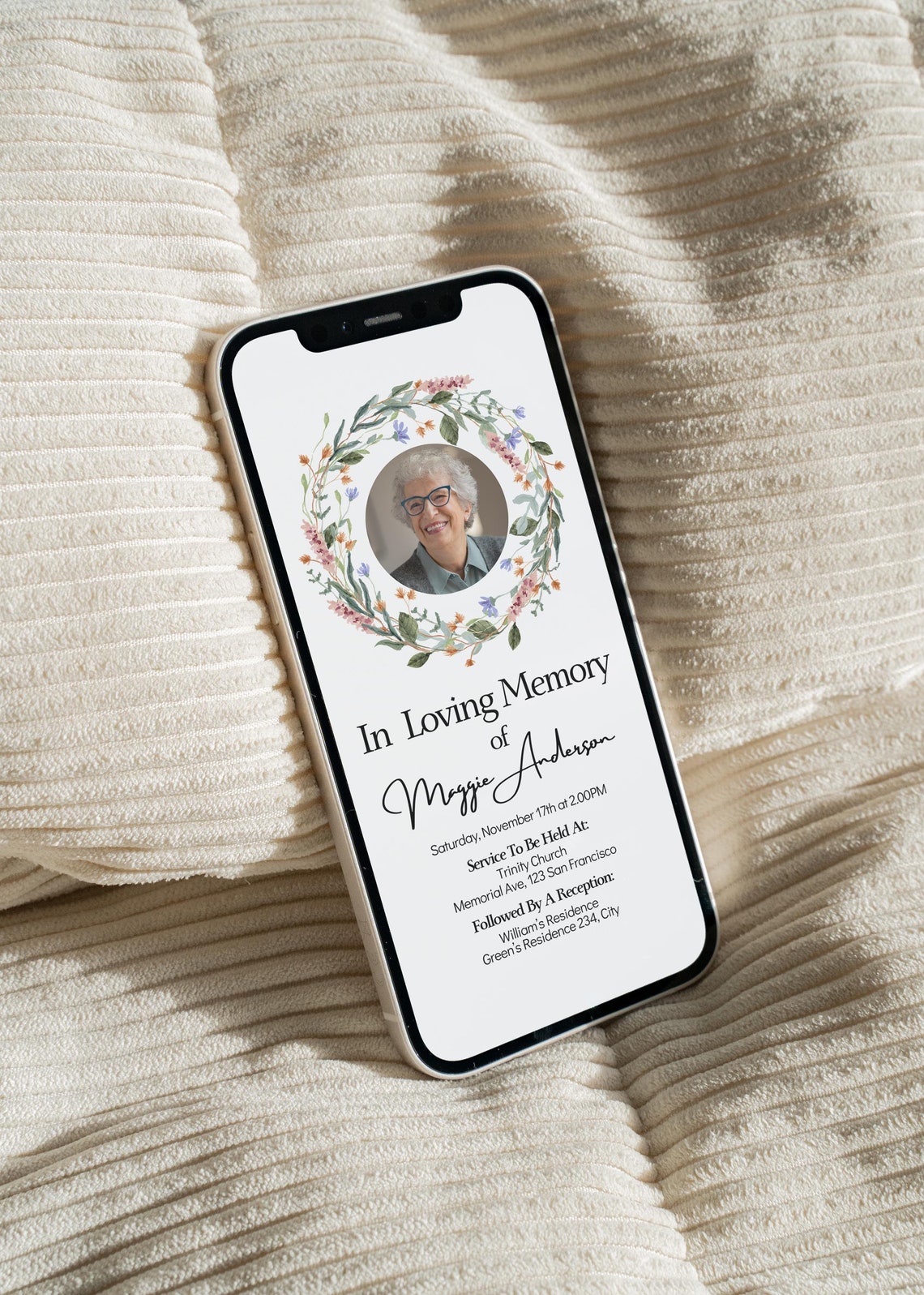 In Loving Memory Funeral Invitation Canva Template, Minimalist ...
