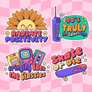 High-resolution Colorful Y2K Stickers PNG Retro Pop Culture, Bright ...