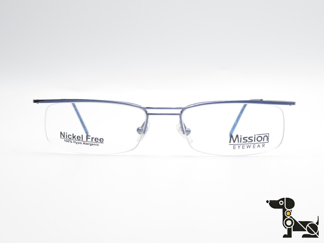 Mission Eyewear Vintage Glasses Blue Rectangular Metal 90s Men's ...