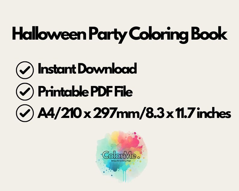 Halloween Party Coloring Book Printable Coloring Book 20 Coloring Pages ...