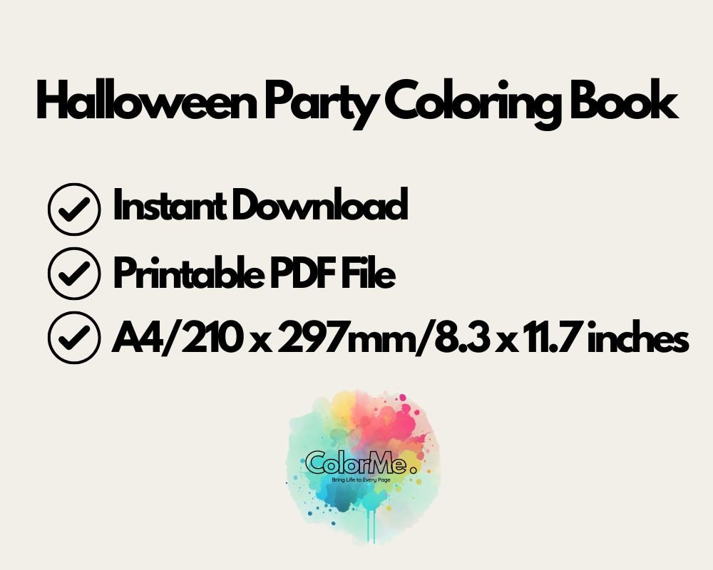 Halloween Party Coloring Book Printable Coloring Book 20 Coloring Pages ...
