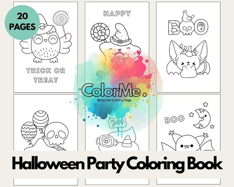 Halloween Party Coloring Book Printable Coloring Book 20 Coloring Pages ...