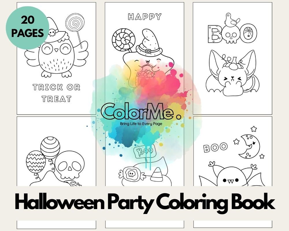 Halloween Party Coloring Book Printable Coloring Book 20 Coloring Pages ...